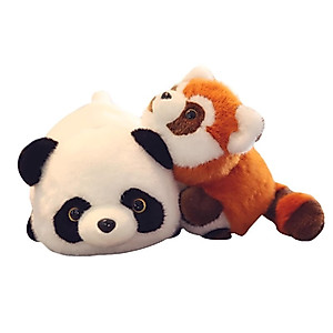 Roadoor Reversible Panda Plushie, 2-in-1 Red Panda & Panda Soft Toy, Double Sided Panda Stuffed Animal, Soft Panda Pillow Plush Toy Panda 14"