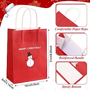 Tenceur 120 Pcs Christmas Gift Bags Bulk Christmas Party Treat Bags Xmas Kraft Paper Red & Green Gift Bags with Handles Christmas Themed Parties Birthday Wedding Bridal Shower Party Favors