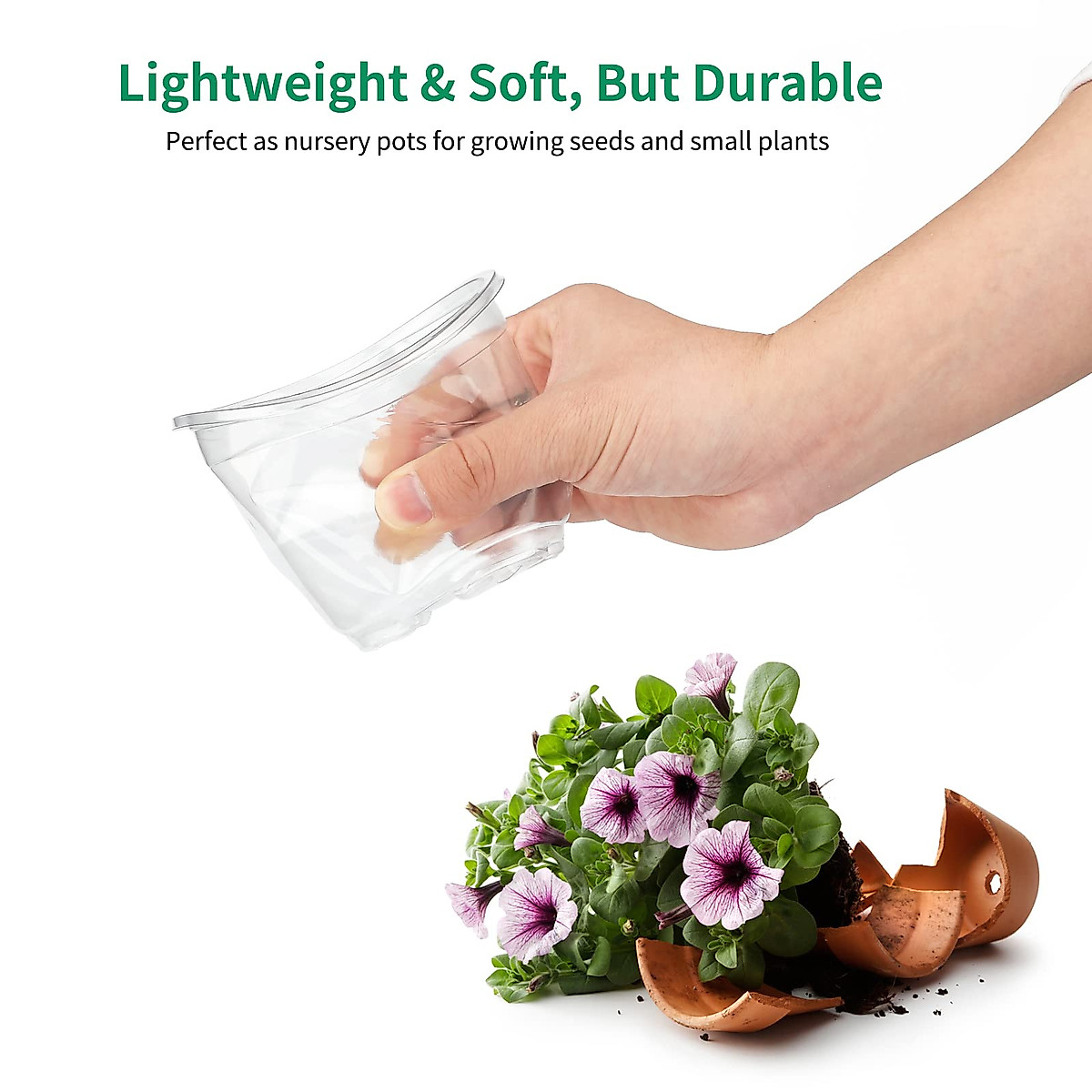 KINGLAKE 32 Pcs 4" Clear Plastic Plants Nursery Pots with Humidity Dome Seedlings Flower Plant Container Seed Starting Pots with 10 Pcs Plant Labels