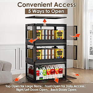 120GAL Stackable Storage Bins with Lids, Closet Organizer and Storage Drawer, Collapsible Storage Bin with Wheels, Plastic Folding Storage Cabinets Cubes Shelf for Home Office Dorm Organization, Black