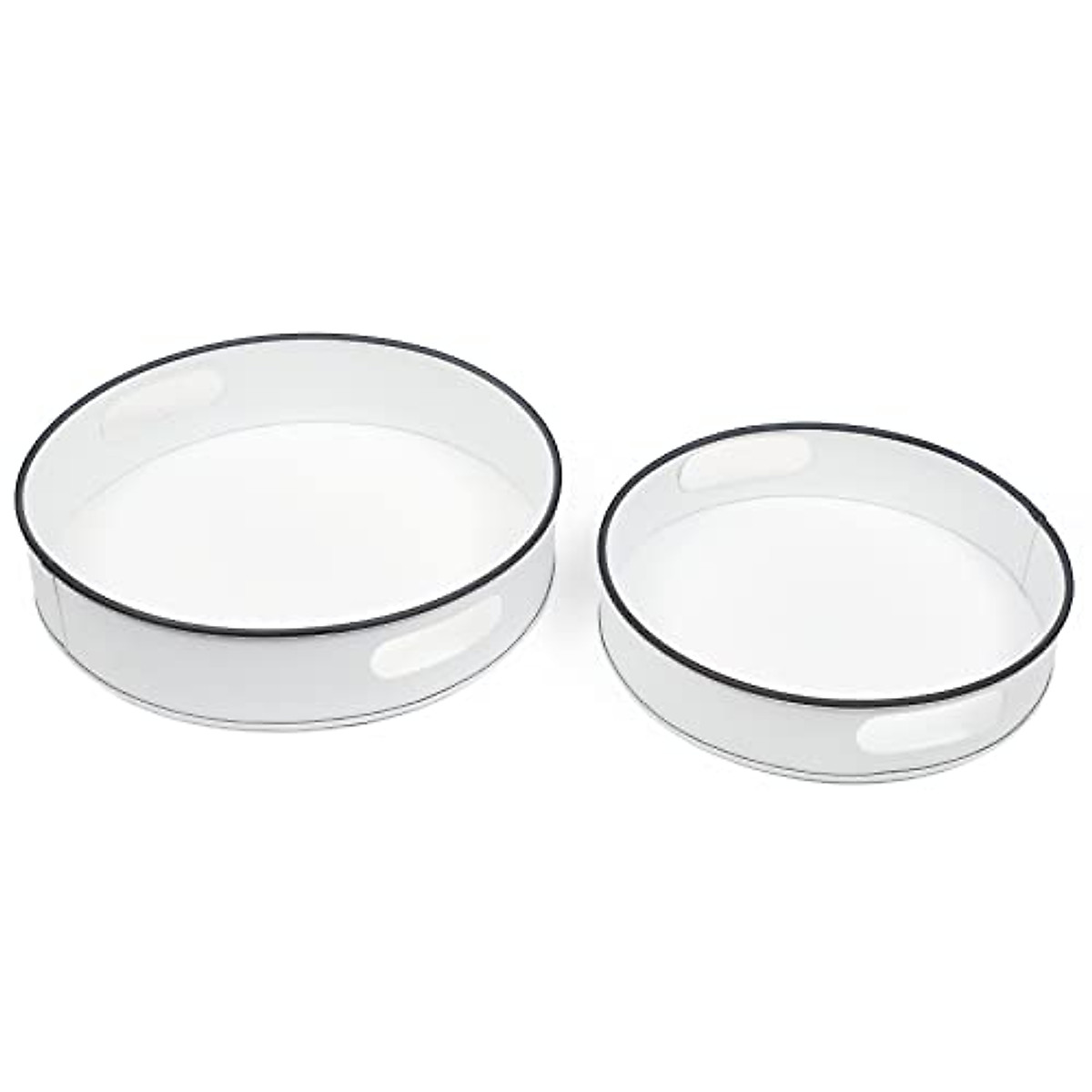 Decorative Coffee Table Tray,Galvanized Round Serving Tray for Living Room, Round Metal Tray for Ottoman or Side Table, Charcuterie Board or Cheese Platter,Set of 2 Countertop Fruit Tray Baskets