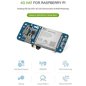 LTE Cat-4 4G / 3G / 2G GNSS Positioning Global Band HAT for Raspberry Pi Based on SIM7600G-H Wireless Communication Telephone Call SMS for Pi Zero/Zero W/PC @XYGStudy (SIM7600G-H 4G HAT (B))