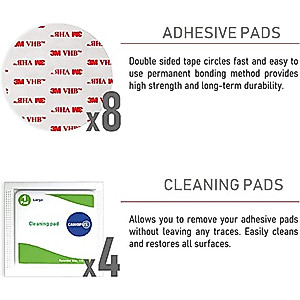 CANOPUS Sticky Adhesive Pads, 4941 Discs, 3.2” Diameter Circles, Double Sided Acrylic Pads to Mount Phone Holders GPS Socket or Toys to Dashboards and Windshields, Gray, 8 Pack, Made in USA