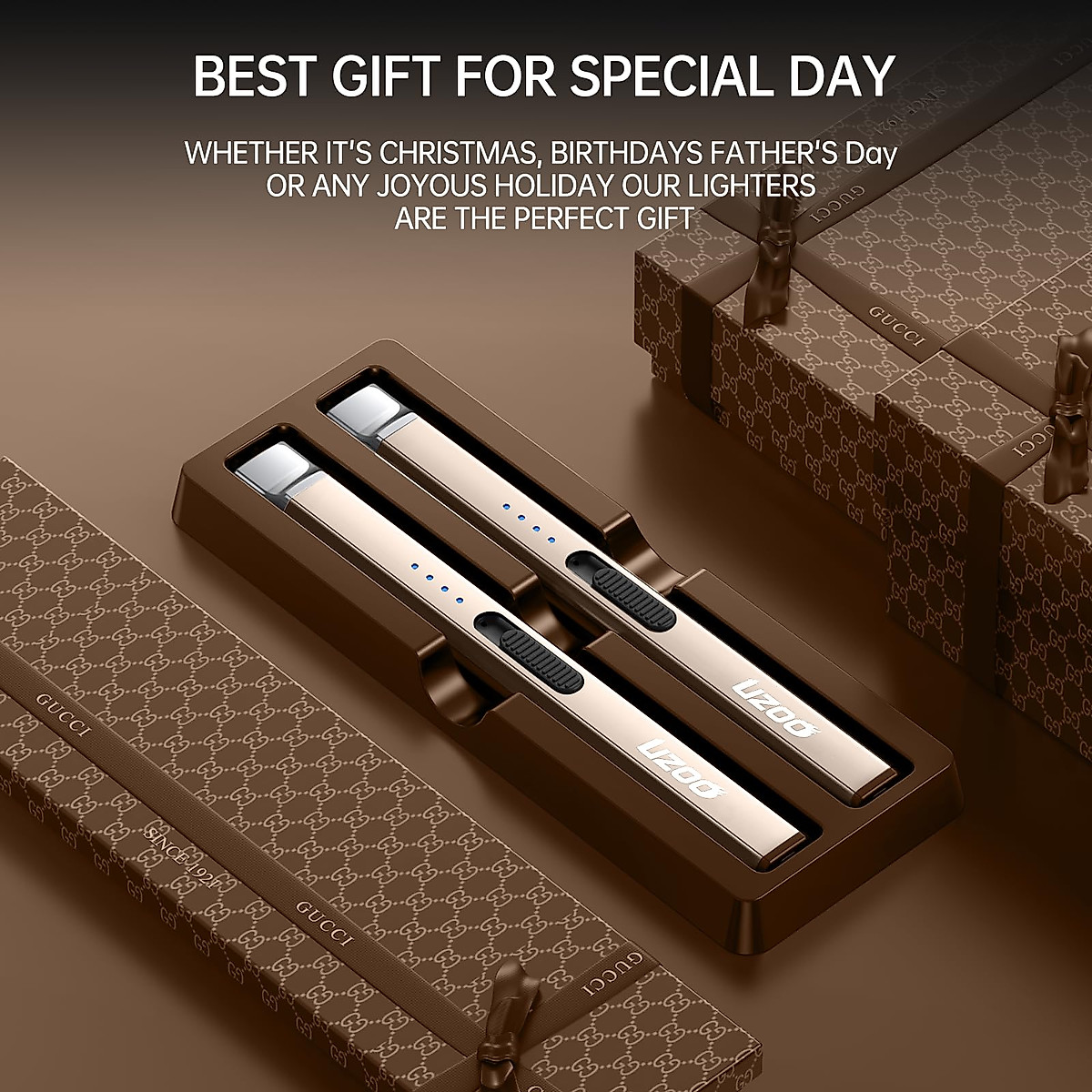 Betrich Candle lighters, Electric Lighter, Rechargeable Arc Lighter, 360° Flexible Neck Flameless Grill Long Lighters for Candle Aromatherapy Camping BBQ Gas Stove-Gold