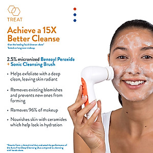 Acne Free Facial Cleansing Brush and Oil-Free Acne Cleanser Acne Treatment Kit with Benzoyl Peroxide 2.5% and Glycolic Acid (1 Brush, 1 Cleanser)