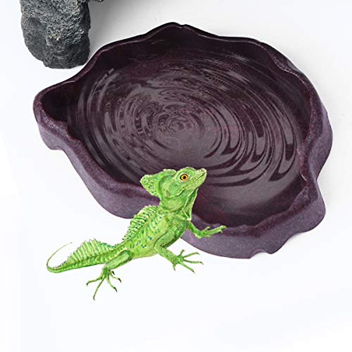 POPETPOP Reptile Food Bowl Water Dish - Resin Reptile Food and Water Feeding Bowl, Reptile Food Container Feeder for Tortoise Lizard Snake Frog Gecko, Pet Breeding Tray