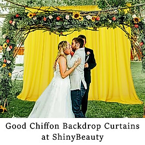 ShinyBeauty Chiffon Backdrop Curtain 2 Panel 29x108 Yellow Tulle Backdrop Chiffon Backdrop Drapes 5FTx10FT Yellow Chiffon Backdrop Wedding Chiffon Curtains for Backdrop(29x108'' x2pcs, Yellow)