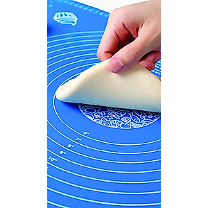 Silicone Baking Mat with Measurements - |Non Slip Non Stick| Pastry Rolling,Counter Mat,Dough Rolling Mat,Oven Liner,Fondant/Pie Crust Mat (25" x 18 ", blue)