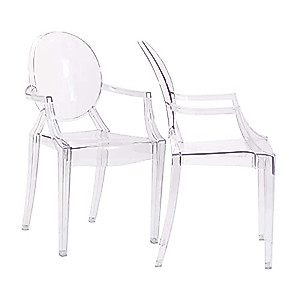 Modway Casper Modern Acrylic Stacking Two Dining Armchairs in Clear