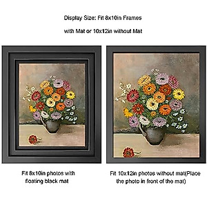LUCKYLIFE 8x10 Picture Frame Black Wood with Double Mat for Tabletop or Wall, Set of 2
