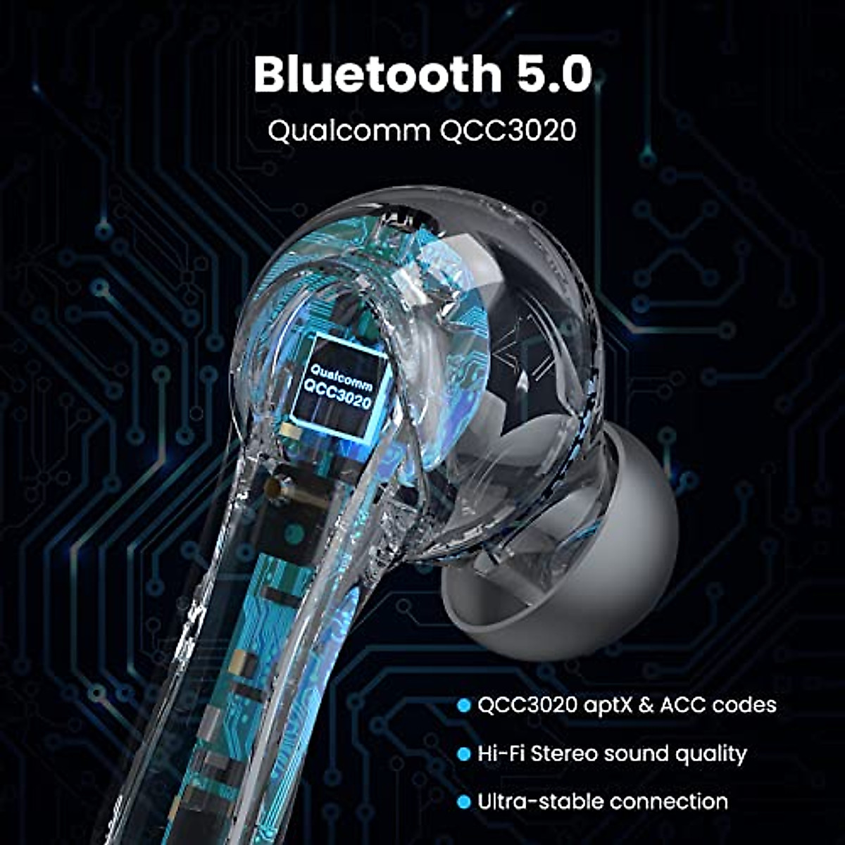 pamu T6C True Wireless Earbuds Bluetooth Headphones with Charging Case, Wireless Noise Cancelling Earbuds, Built-in Microphone, IPX6 Rating, Sweat Resistant Earphones, Bluetooth 5.0 Earphones Black