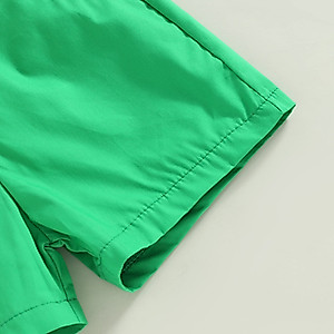 Youweixiong Toddler Baby Boy St. Patrick's Day Outfits Clover Short Sleeve Button Down Shirt Top Solid Shorts Set Summer Clothes 2Pcs (White, 4-5 Years)