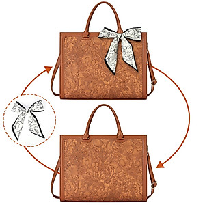 Laptop Bag for Women 15.6 Inch Laptop Tote Bag Waterproof Leather Computer Tote Bag Business Lightweight Office Briefcase Large Capacity Handbag Shoulder Bag Suntan