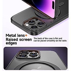 MAGIC JOHN Magnetic Case for iPhone 14 Pro Max Phone Case [Compatible with Magsafe] [with Magnetic Mental Stand][Military Grade Shockproof][Anti Yellowing],Black