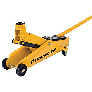Performance Tool W1614 2 Ton (4,000 lbs.) Capacity Floor Jack Made With Heavy Duty Steel And Swivel Rear Casters