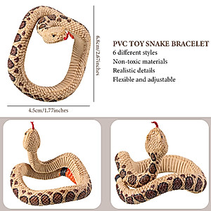 6 Pieces Toy Snake Bracelet PVC Simulation Snake Wrist Band Fake Snake Wristband Halloween Prank Toys Scary Mischievous Toys Party Supplies Realistic Snake Bracelet for Adults Teens