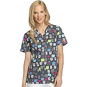 Dickies womens V-neck Top Medical Scrubs, Have a Laugh, X-Small US
