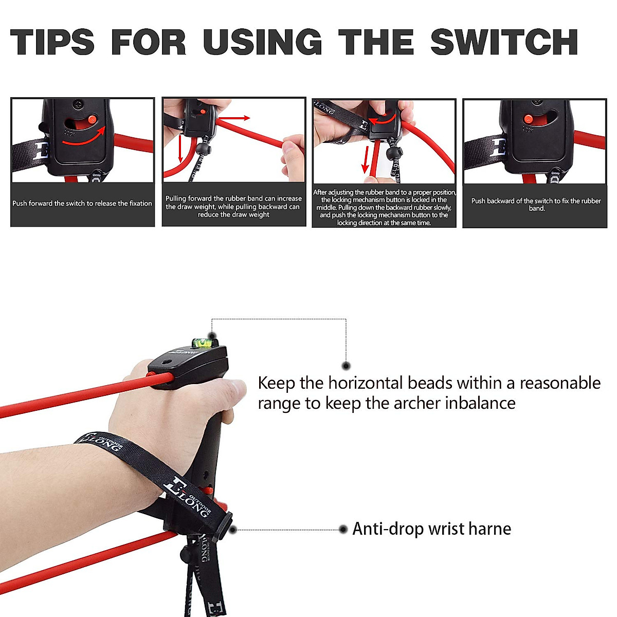 ELONG OUTDOOR Archery Bow Trainer, 18 lbs Draw Weight @28 Inch, Strength Stretch Band Exerciser for Recurve Bow Compound Shooting, Ambidextrous, Suitable for Kids Adults Beginner Experts