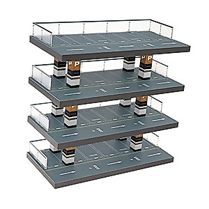 AMLESO Diecast Car Display Case, 1/64 Garage Display Case with Parking Lot Scene for Model Collectors