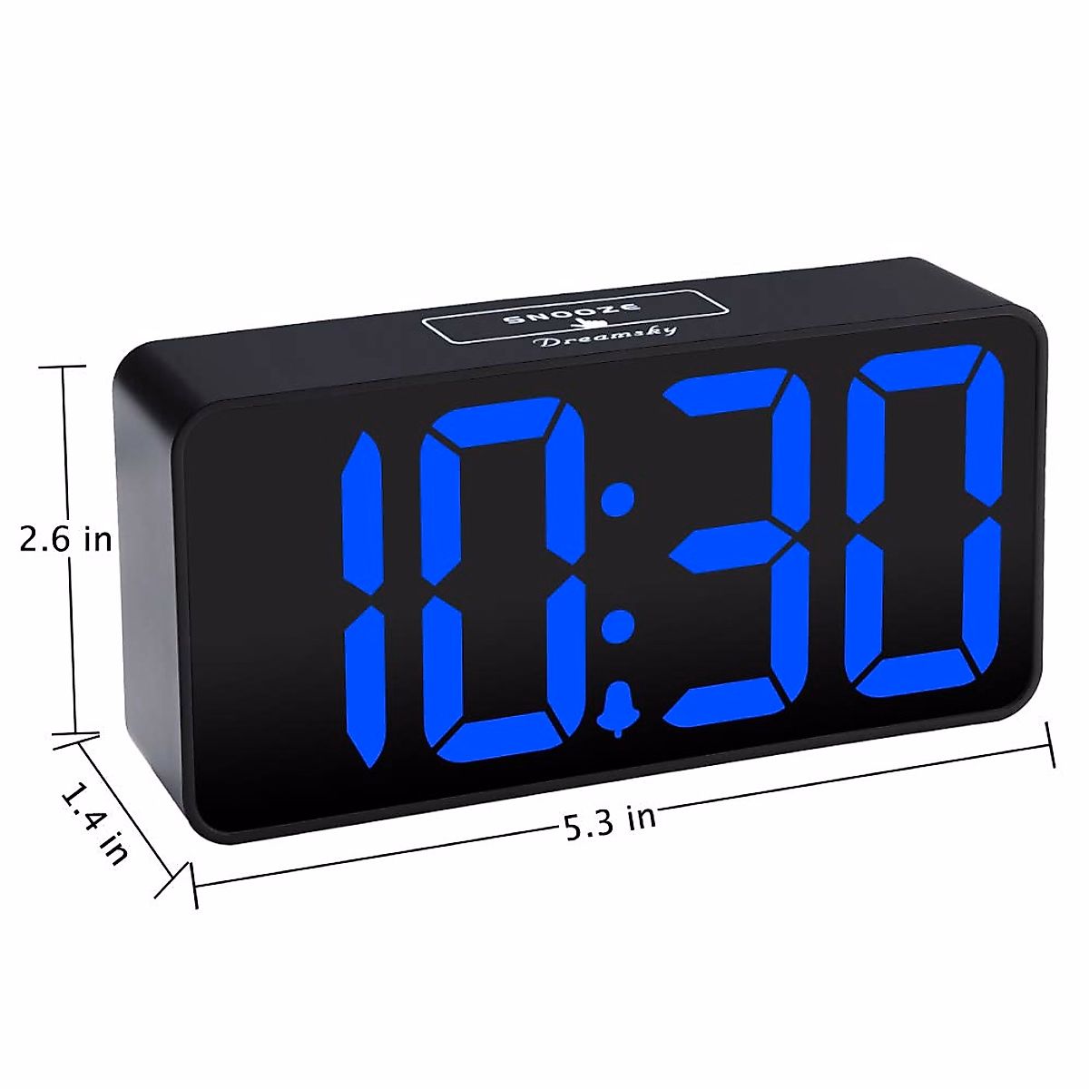 DreamSky Small Digital Alarm Clock for Bedroom, Large Big Numbers Display with Brightness Dimmer, Electric Bedside Desk Clock with USB Charging Port, Adjustable Alarm Volume, 12/24Hr, Snooze