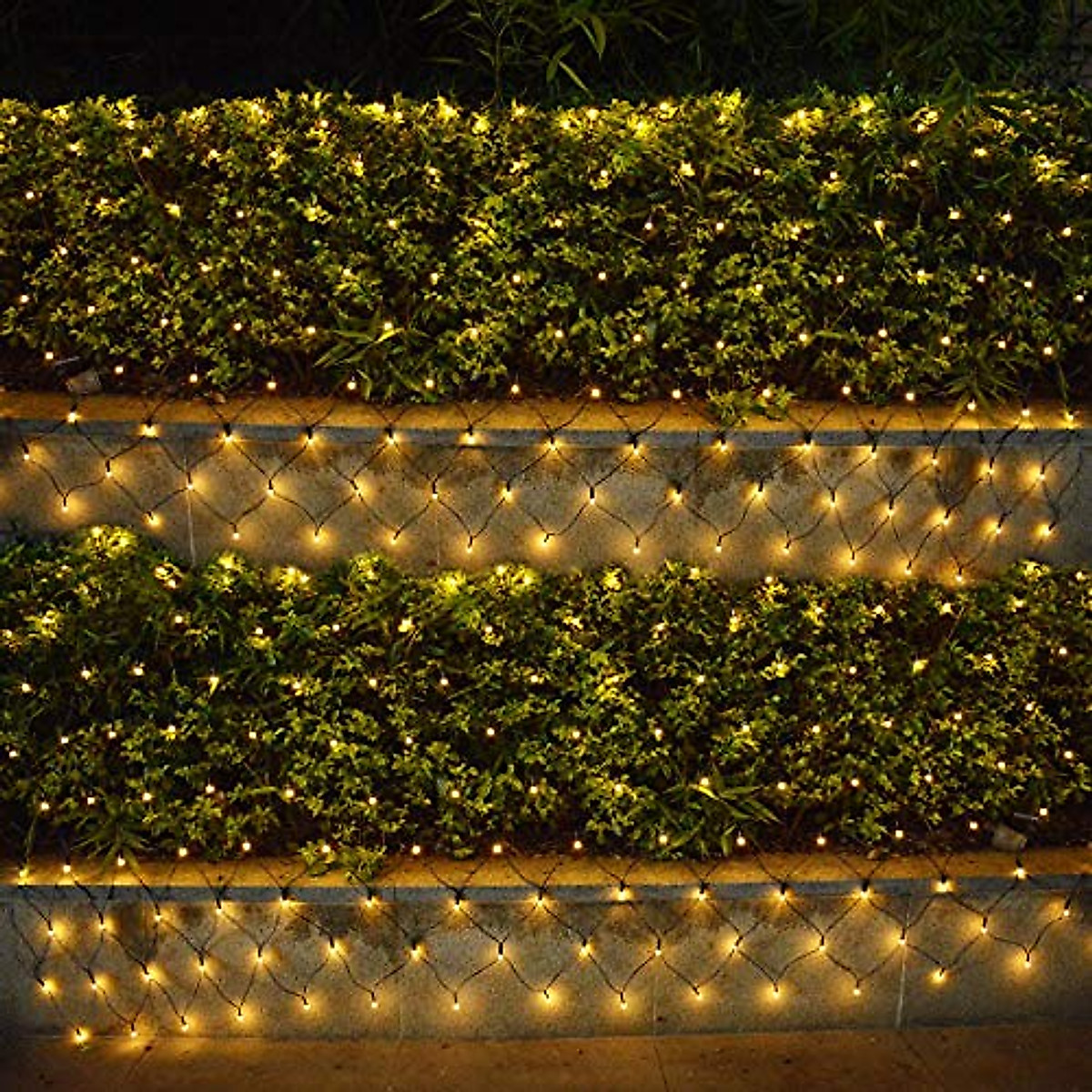 Solar Christmas Mesh Lights w/ Remote Timer, 10ft x 4.9ft 180 LED Waterproof Net String Lights for Outdoor Trees, Patio Bushes, Wedding Party, Front Back Yard, Porch, Balcony Decorations (Warm White)