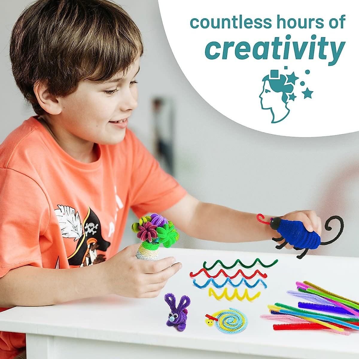 Pipe Cleaners- 100 Pc. Pipe Cleaner Blue Colored Chenille Stems, Pipe Cleaners Craft, Fuzzy Sticks Great Craft Supplies DIY Art & Craft Projects| 6mm x12 inch