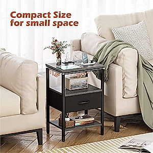 SUPERJARE L Shaped Gaming Desk with LED Lights & Power Outlets and