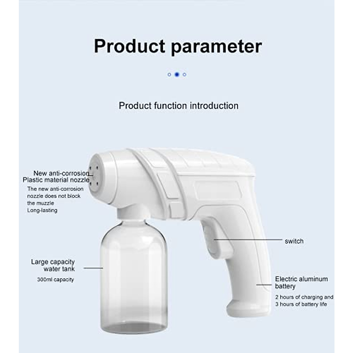 FGHE Disinfectant Sprayer, Handheld USB Rechargeable Atomizer Large Capacity Electric Sprayer,Nozzle Adjustable Sprayer for Home, Office, School or Garden