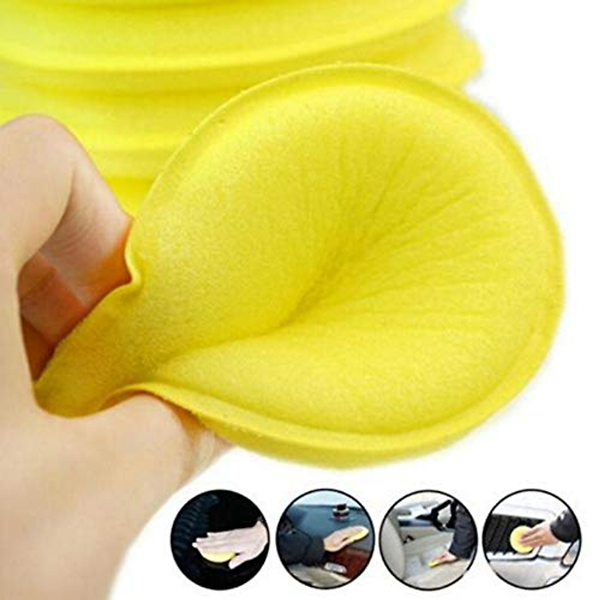 VORCOOL 6pcs Wax Applicator Foam Sponge Polish Pad Ultra-Soft Cleaning Tool for Clean Car Vehicle Auto Glass(Yellow)