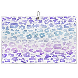 Funky Qiu Golf Towel Purple Colorful Leopard Cheetah Print,Golf Towel for Bag Quick Dry Microfiber Golf Accessories for Yoga,Gym,Workout,Fitness,15" x 24"