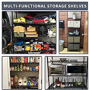 YYkokocat 5-Tier Wire Shelving Adjustable Metal Shelving Unit 48" H Storage Shelves Wire Rack Shelf Organizer for Closet Bathroom Kitchen, 750LB Capacity, 21.5L x 11.6W x 47.6H, Black