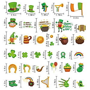 St.Patrick's Day Stickers Cute Shamrock Stickers Beer Party Decoration Sticker Irish Day Cake Baking Decoration Gold Coins Labels Stickers