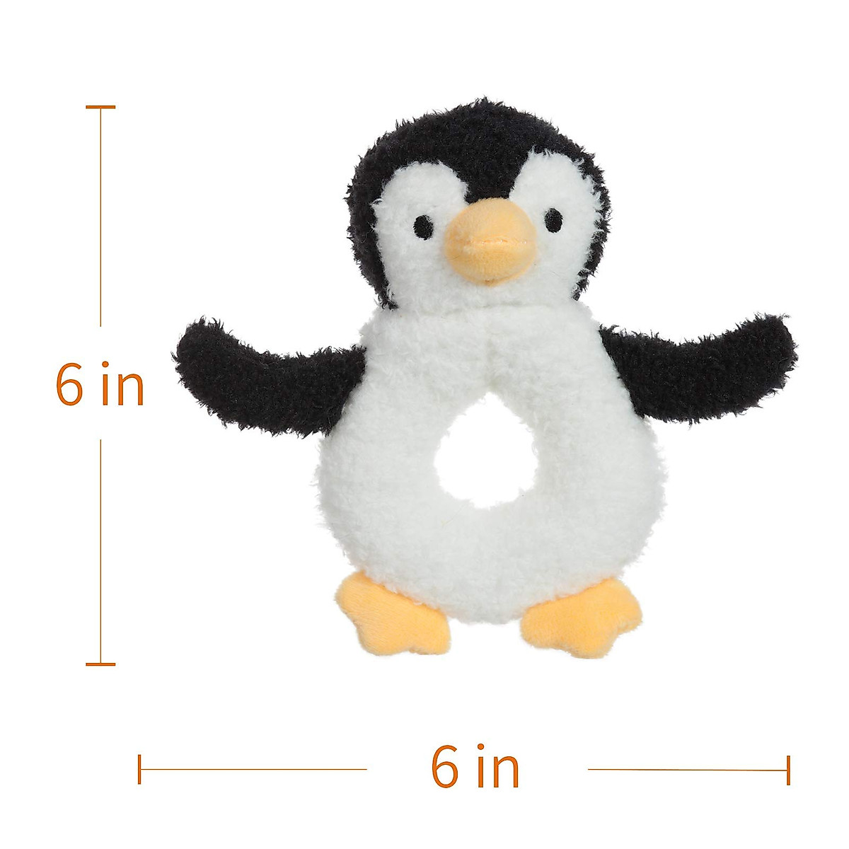 Apricot Lamb Baby Lovey Penguin Soft Rattle Toy, Plush Stuffed Animal for Newborn Soft Over 0 Months (Black Penguin, 6 Inches)