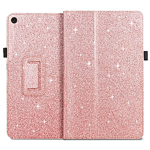 Fingic for Amazon Fire HD 10 Case 2017&2019,for Kindle Fire HD10 2017/2019 Cases,Luxury Sparkly Folio Folding Stand Cover with Holder & Auto Wake/Sleep Smart Case for Fire HD 10 inch Case,Rose Gold