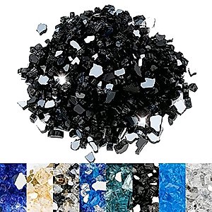 Utheer Fire Pit Rock for Fireplace, 1/2 Inch Black Reflective Fire Glass for Propane Fire Pit, Fire Pit Glass Rocks Safe for Outdoors and Indoors Gas Fire Pit, 10 lbs
