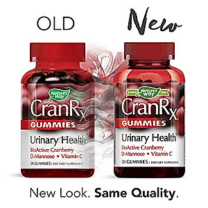 Nature's Way CranRx Gummies Urinary Health* BioActive Cranberry +, D-Mannose +, Vitamin C, 50 Gummies