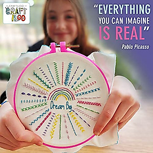 CRAFTILOO 10 Pre-Stamped Embroidery Patterns for Beginners Embroidery Kit for Kids Girls Needlepoint Kits for Beginners Cross Stitch Craft Sewing Perfect for Ages 7-13