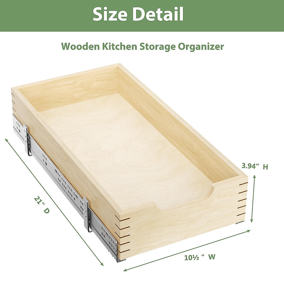 LOVMOR Pull Out Cabinet Organizer 10½” W x 21” D, Cabinet Drawers Slide Out with Full Extension Rail Slides with U-Bracket, Pull Out Shelves for Kitchen Cabinets and Pantry with Soft Close