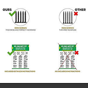 Anti Sag Gate Kit with Gate Hinges Heavy Duty for Wooden Fences-No Sag Gate Corner Brace Bracket for Doors, Corral Gates, Wood Windows (2 Set of Anti Sag Gate Kit and Cane Bolt)