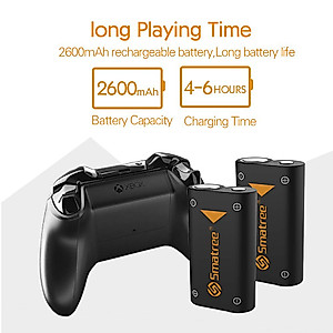 Smatree 2x2600mAh Rechargeable Battery Pack Compatible with Series X|S/Xbox One/Xbox One S/Xbox One X/Xbox One Elite Controller(2 Pack)