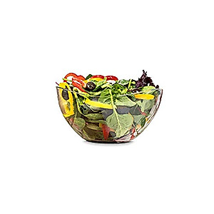 Zanzer Clear Glass Serving Salad Bowl - Mixing Bowl 63.5 oz - Wavy Design