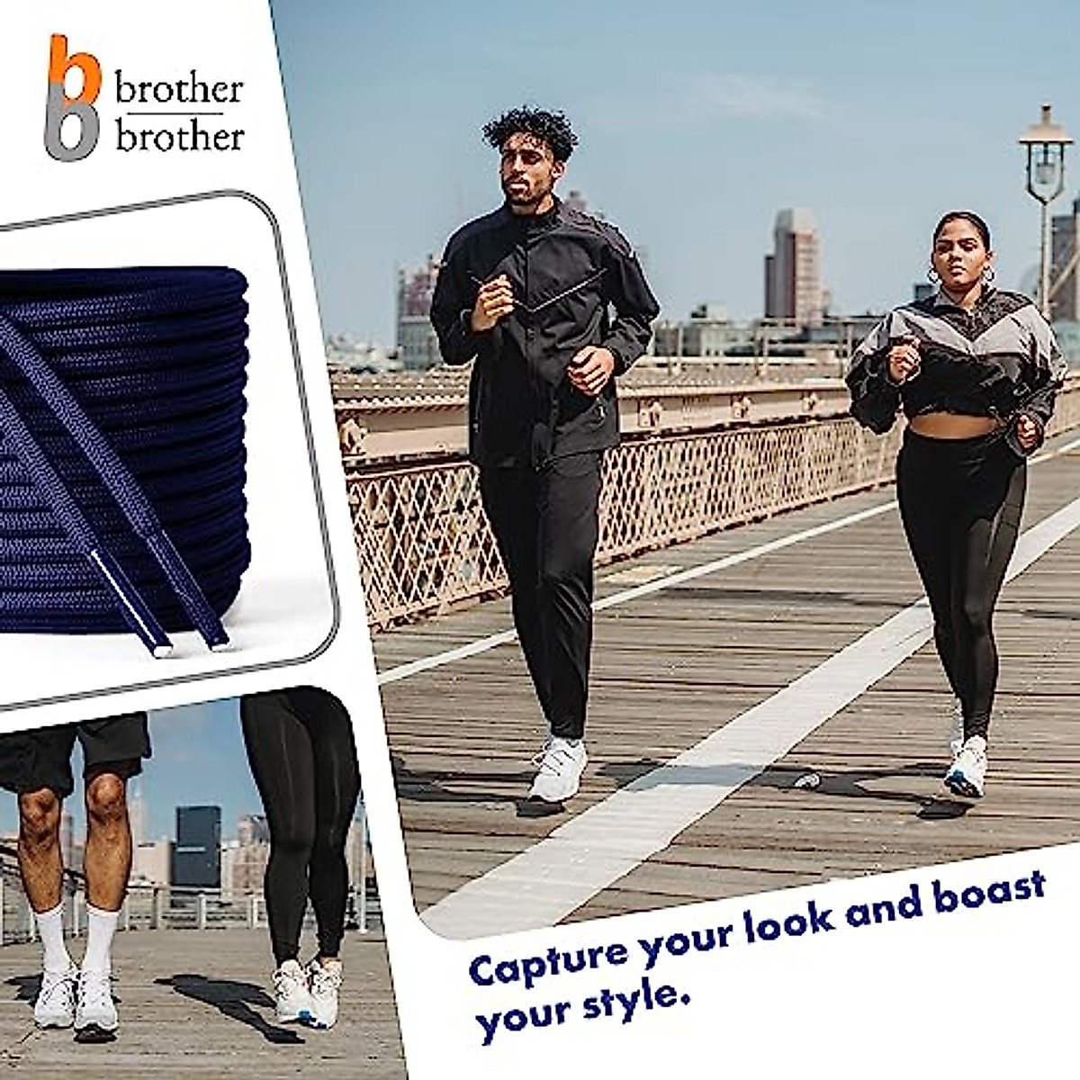 BB BROTHER BROTHER Round Athletic Shoe Laces Navy Blue (1 Pair) Heavy Duty Replacement Shoelaces, 4mm Shoe Strings for Men’s and Women’s Running Sneakers, Gym Trainers, Work Boots, Sports Shoes 48''