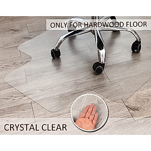 HOMEK Office Chair Mat for Hardwood Floor, 48”x 36” Clear Floor Protector Mat for Office Chair, Vinyl Desk Chair Mat for Hard Floors, Easy Glide for Chairs