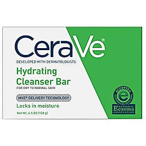 CeraVe Hydrating Cleanser Bar - Soap-Free Body and Facial Cleanser with 5% Cerave Moisturizing Cream - 4.5 Ounce Bar