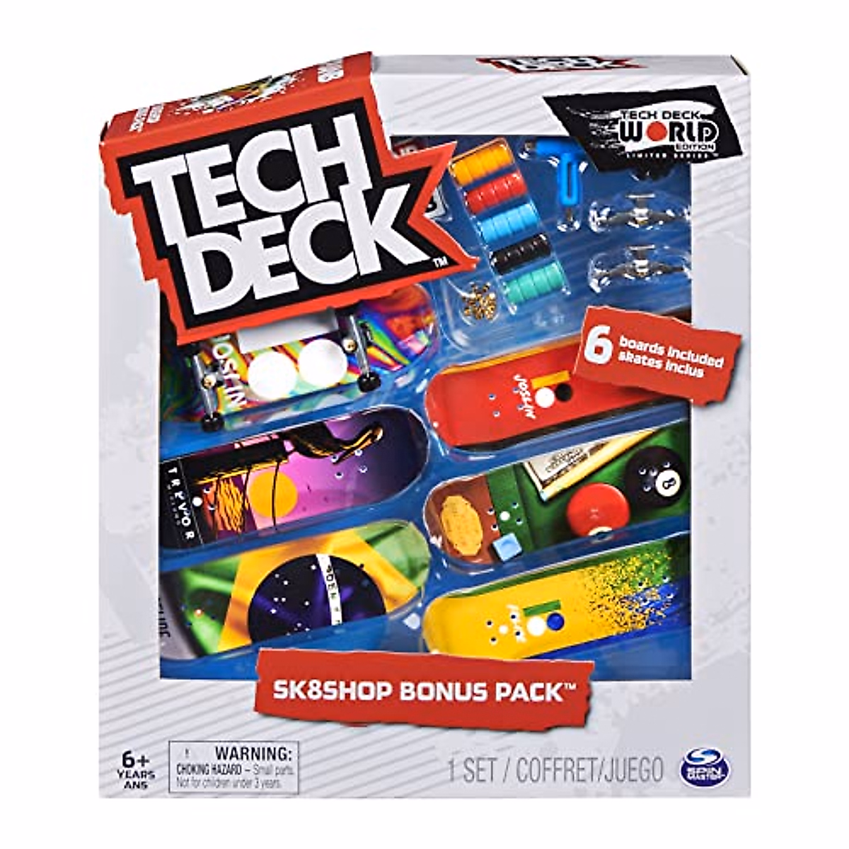 TECH DECK, Sk8shop Fingerboard Bonus Pack, Collectible and Customizable Mini Skateboards (Styles May Vary)