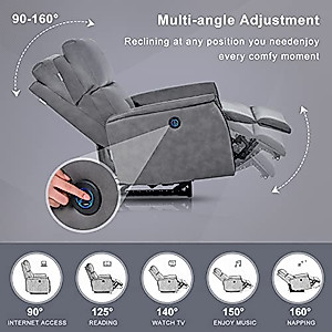 Electric Recliner Chairs, Small Power Recliner Chair on Clearance, Home Theater Recliners with USB Port, Thick Back Cushion, Ergonomic Narrow Recliner Chair for Small Spaces