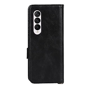 EAXER for Samsung Galaxy Z Fold 3 5G Luxury Leather Wallet Case Cover with S Pen Slot PU Leather Flip Folio Case with Card Slots RFID Blocking Kickstand Phone Cover for Z Fold3 5G (2021) - Black