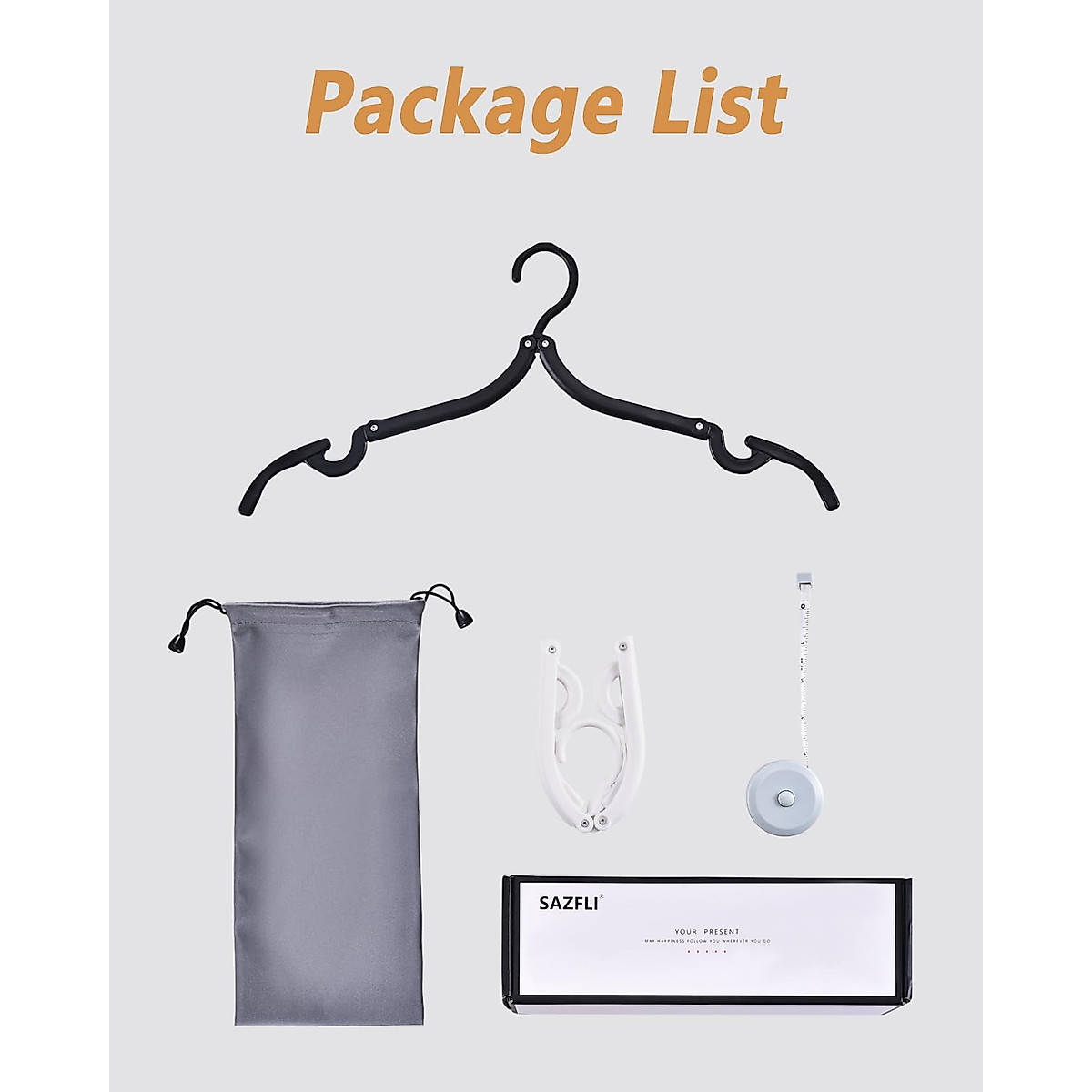 Sazfli Travel Folding Hangers, 10-Pack, Black & White, Portable and Durable PP+Aluminum Alloy, Space-Saving, Non-Slip Design, Perfect for Travel, Camping, and Home Use