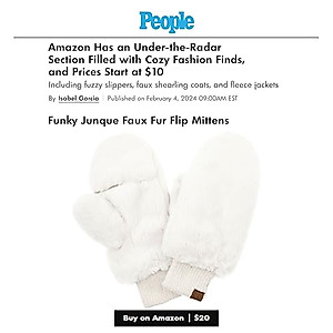 Funky Junque Faux Fur Mitten Convertible Fingerless Gloves: IVORY