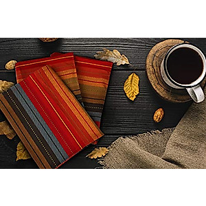 Urban Villa Kitchen Towels Cuisine Stripes Premium Quality 100% Cotton Dish Towels Mitered Corners Ultra Soft (Size: 20X30 Inch) Red Multi Highly Absorbent Bar Towels & Tea Towels - (Set of 6)